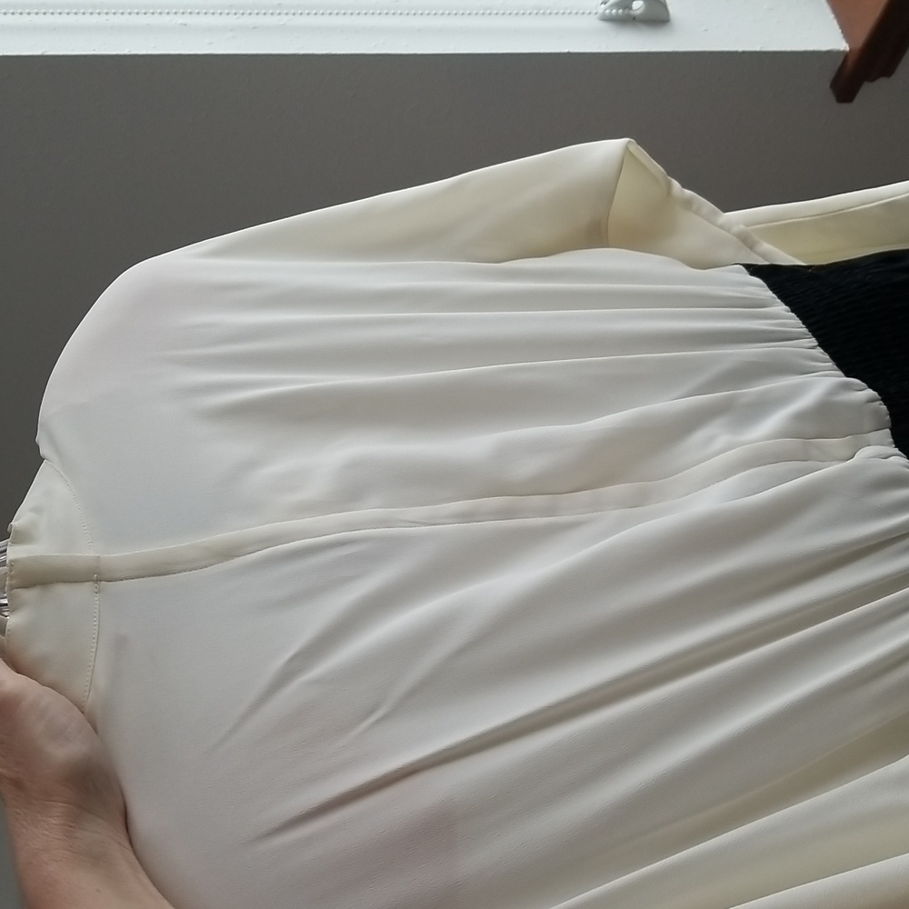 Joan Walters 1990s Sheer Top Jumpsuit 10 Ivory Black - Gem